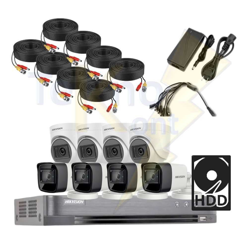 Kit HIK DVR 8ch /4BULLET/4TURRET 2Mp Tekno Kont Chile